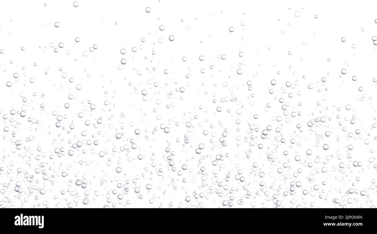 Underwater fizzing bubbles, soda or champagne carbonated drink, sparkling water isolated on ...