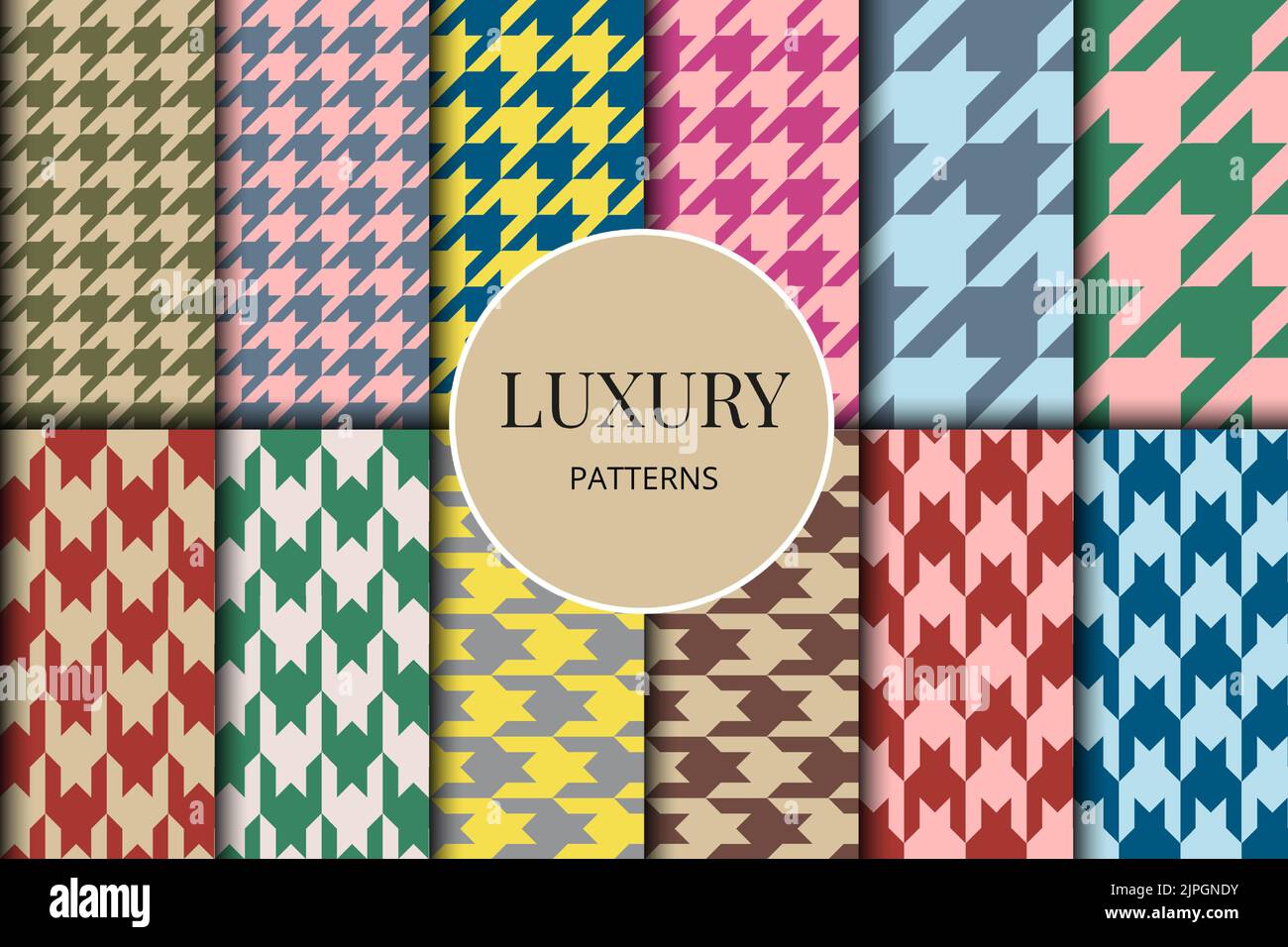 Houndstooth patterns set. Fabric background. Classical checkered ...