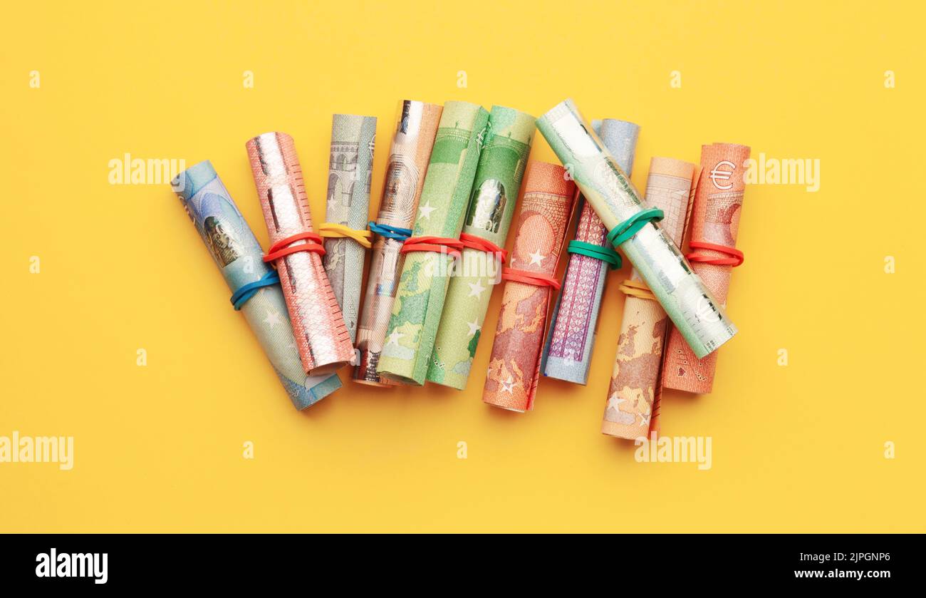 banknote, rolled, banknotes, paper currency, rolleds Stock Photo - Alamy
