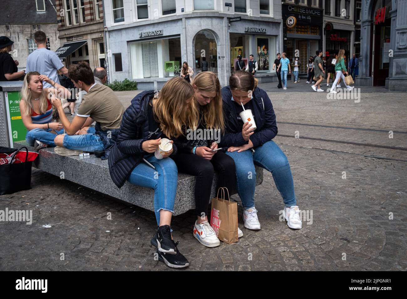 Netherlands, Amsterdam, July 2021. Illustration of daily life in ...