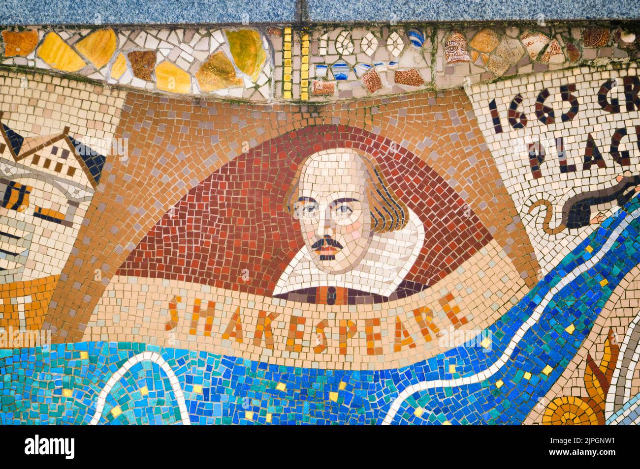A portrait of writer William Shakespeare. At the Queenhithe Mosaic ...