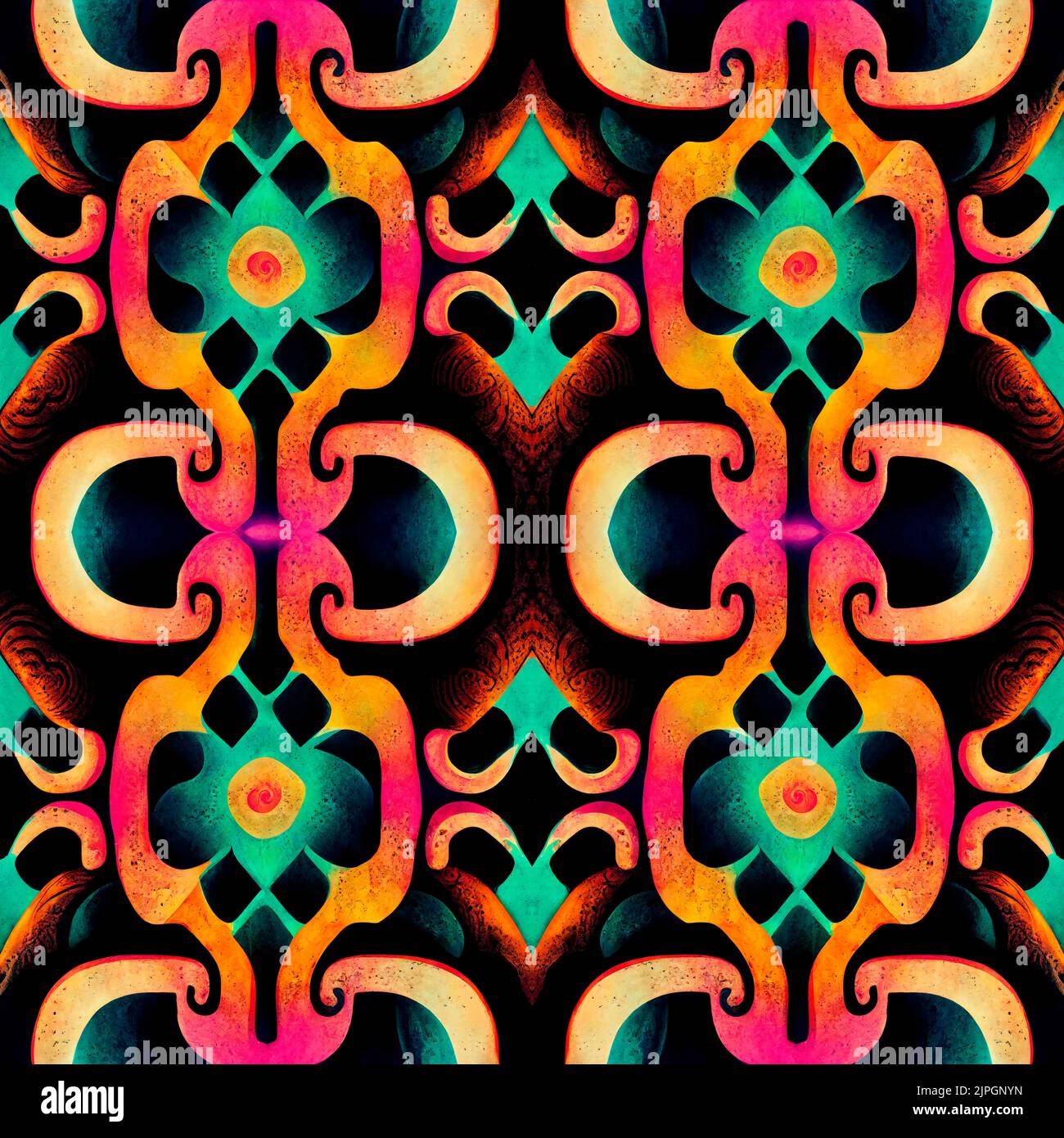 A seamless pattern of a colorful symmetrical design- used for ...