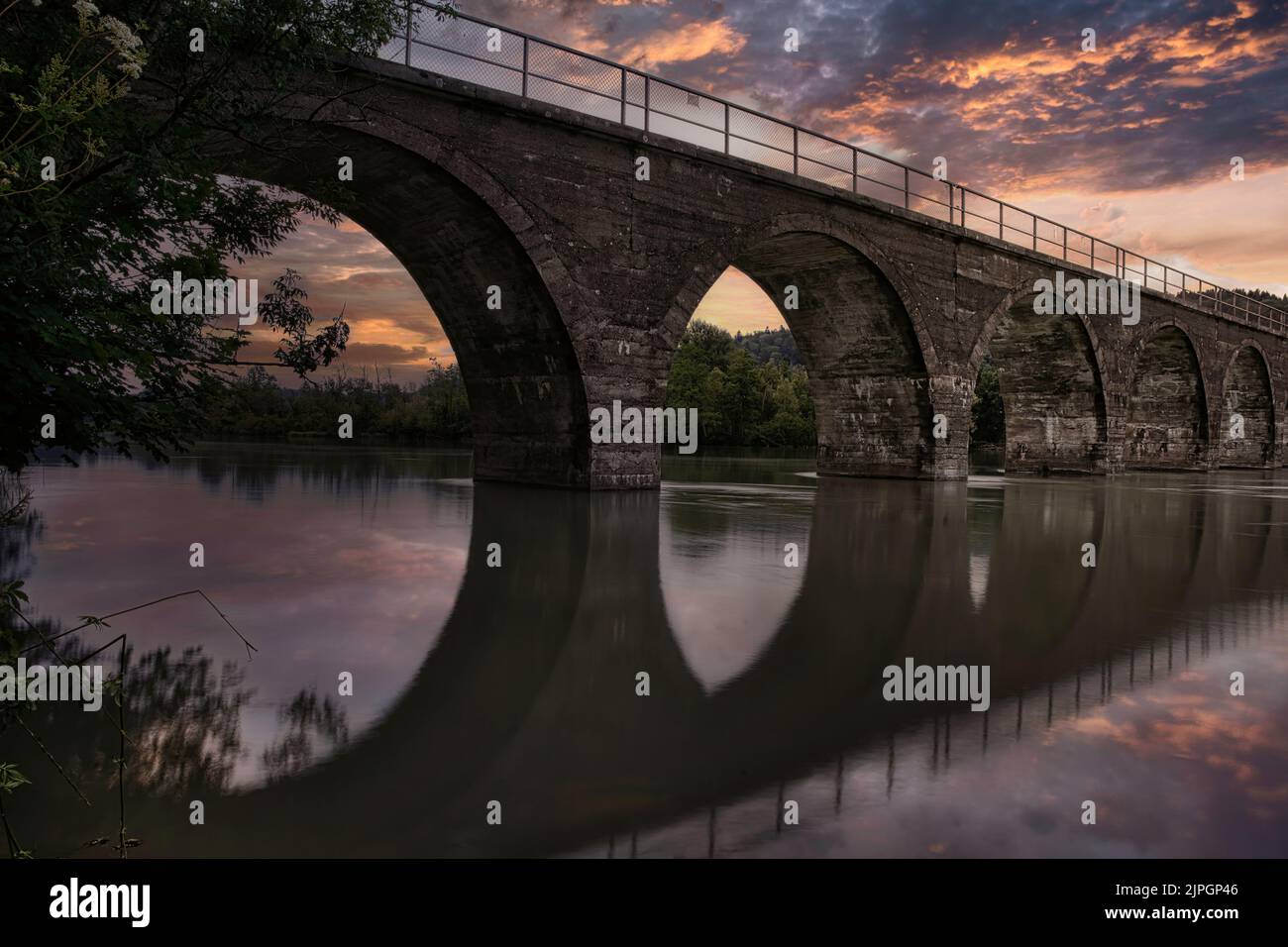 An aerial view of stony bridge over lake Stock Photo - Alamy