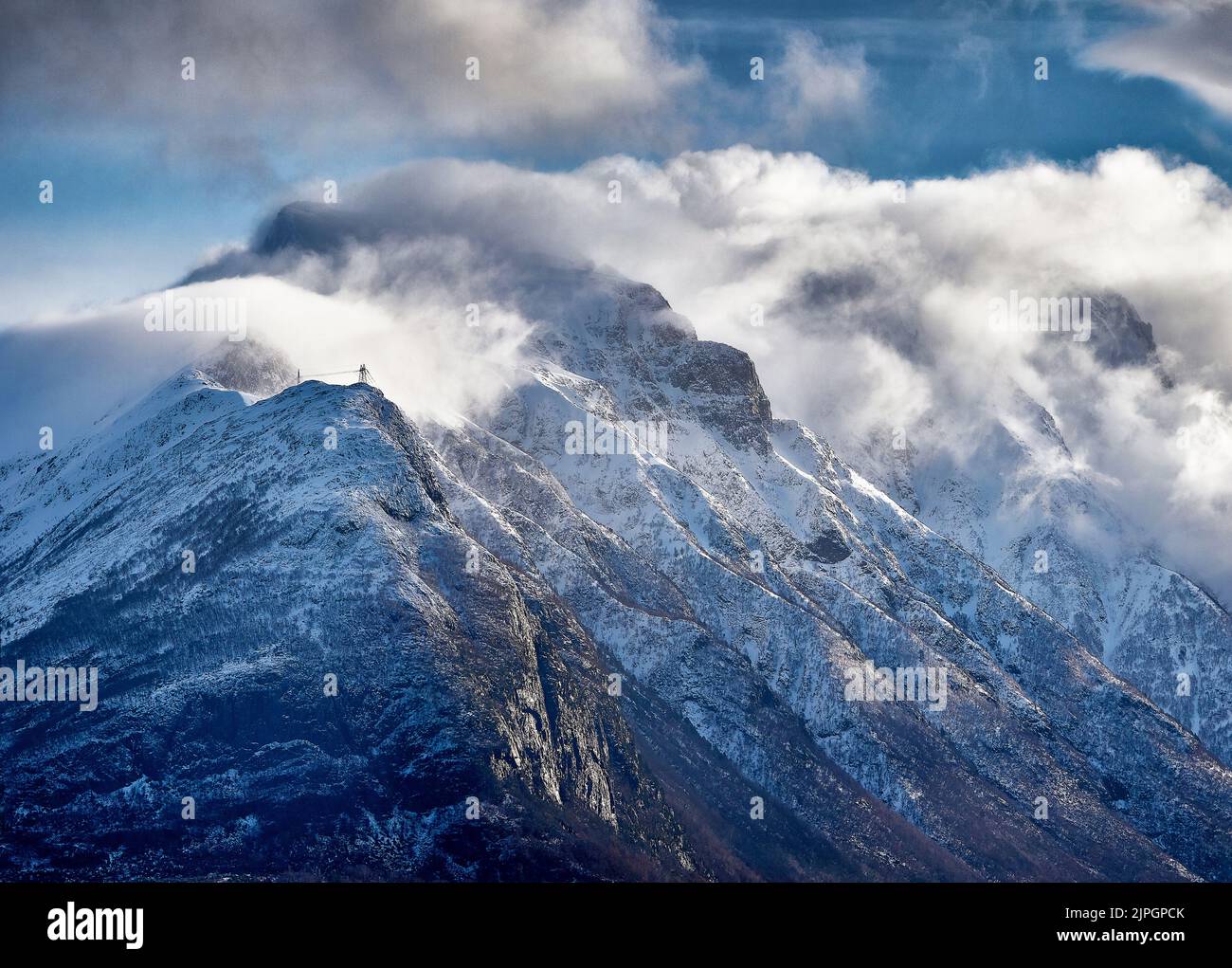 The magnificent Hjørundfjord in between the Sunnmøre Alps, Møre og ...