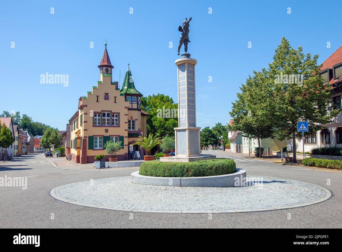 old town hall, heitersheim, amor-statue Stock Photo - Alamy