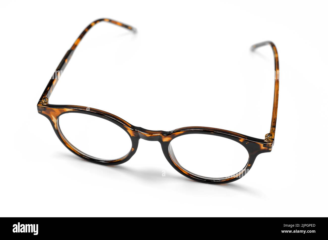 Stylish leopard-colored eyeglasses on a white background Stock Photo ...