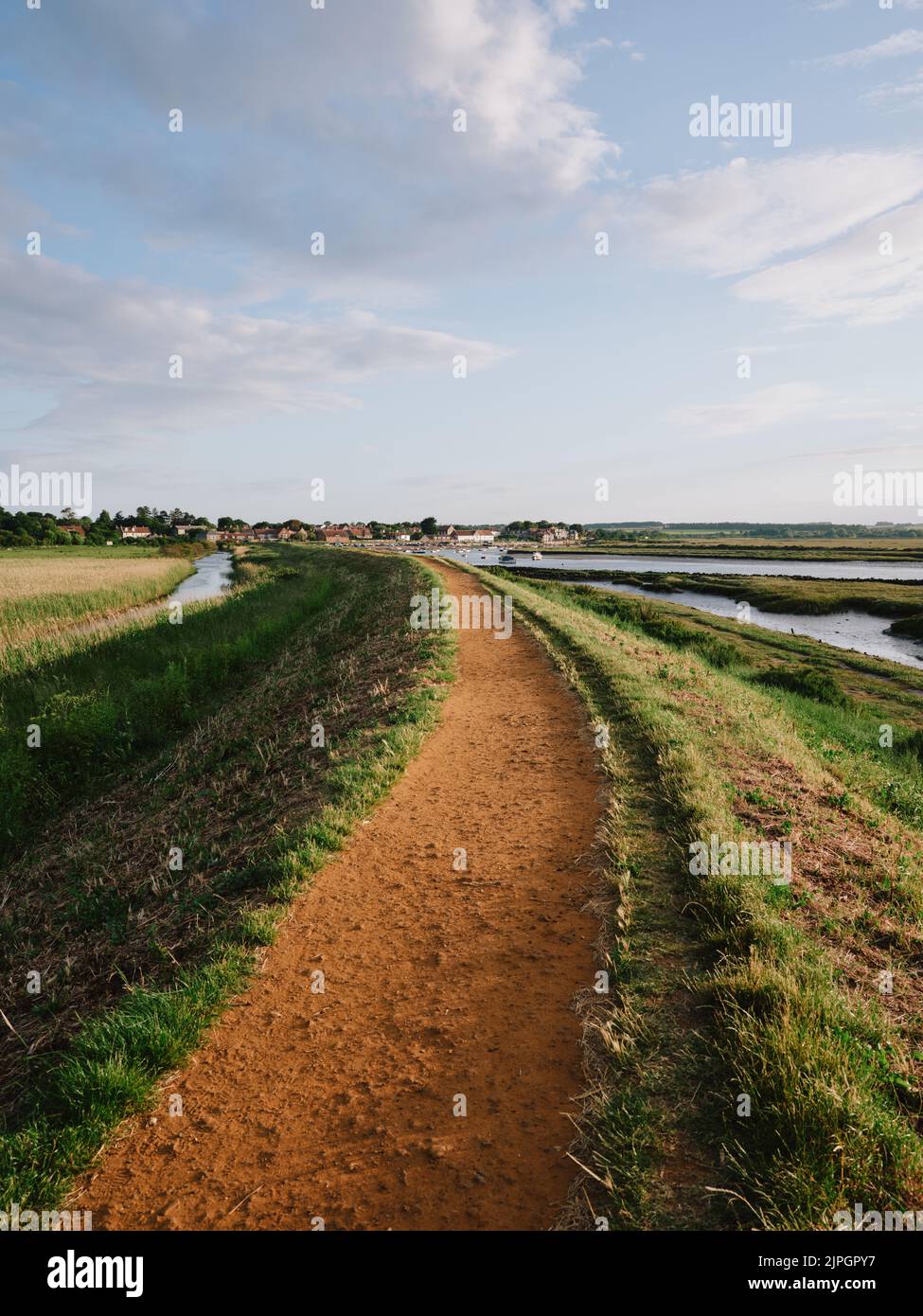 Walking the raised Norfolk Coastal Path to Burnham Overy in the summer ...