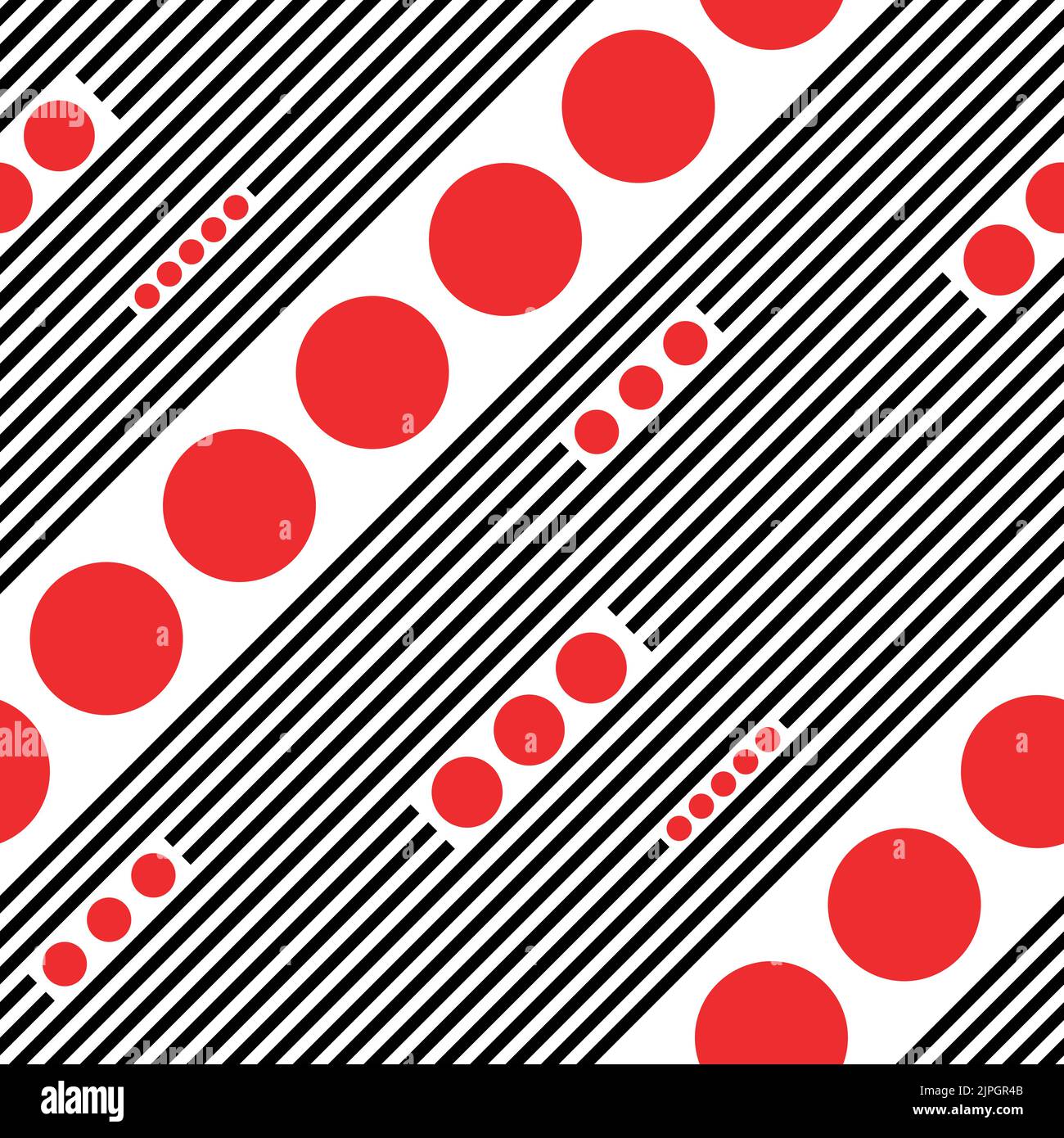 Seamless Diagonal Stripe and Circle Pattern. Vector Black and Red ...