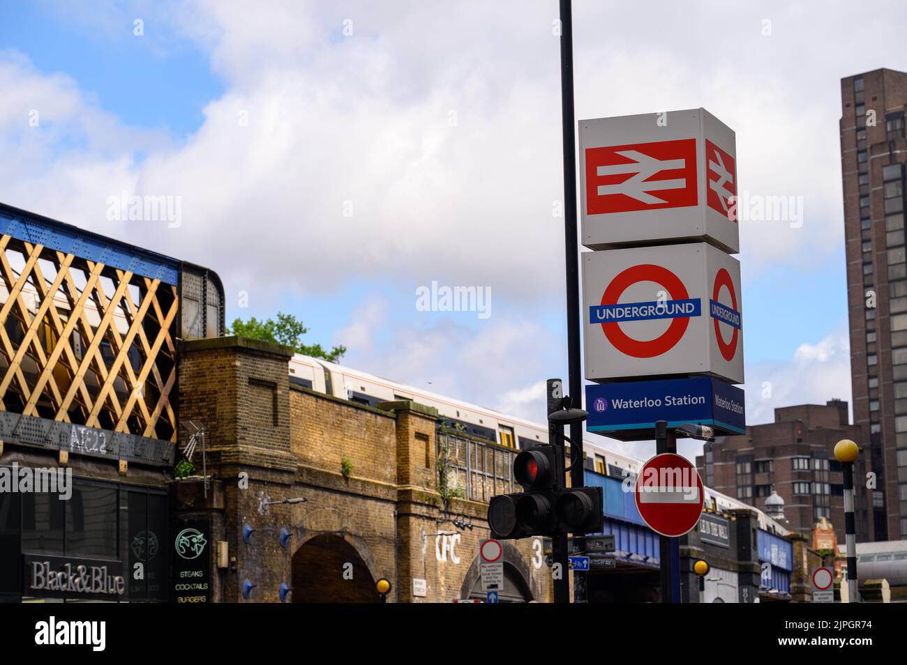 LONDON - May 20, 2022: Rail and Underground Station signs outside ...