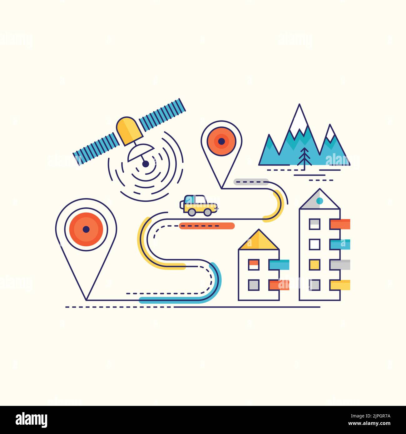 Vector Travel Concept. GPS Navigation Infographic. Satellite Geolocation Graphic Design Stock ...