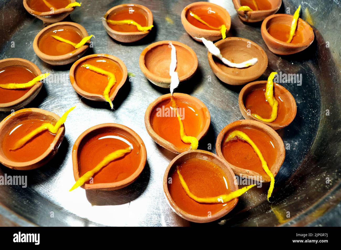 The traditional clay diya lamps lit during diwali celebration Stock ...