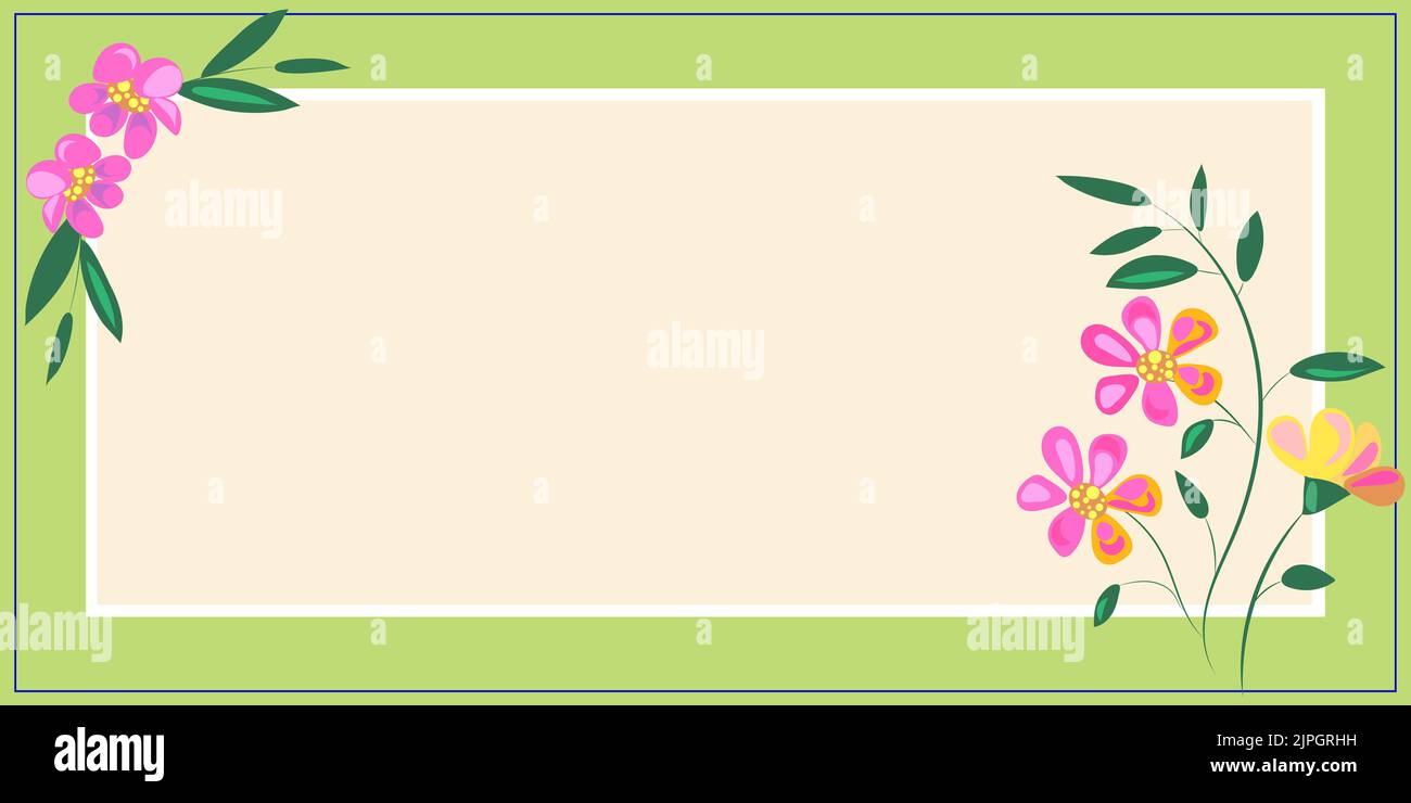 Frame With Leaves And Flowers Around And Important Announcements Inside ...