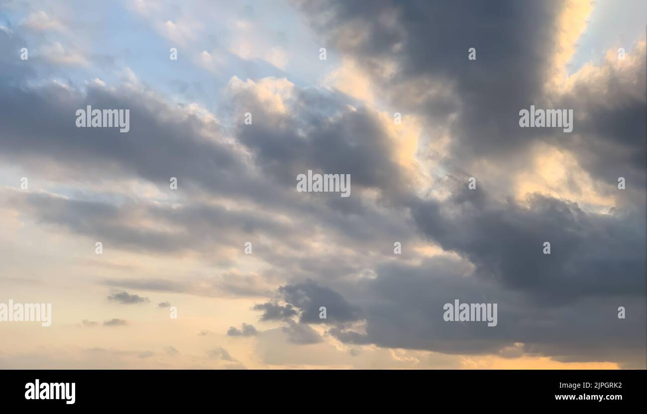 Beautiful sunset sky with some clouds during summer on a nice day Stock ...