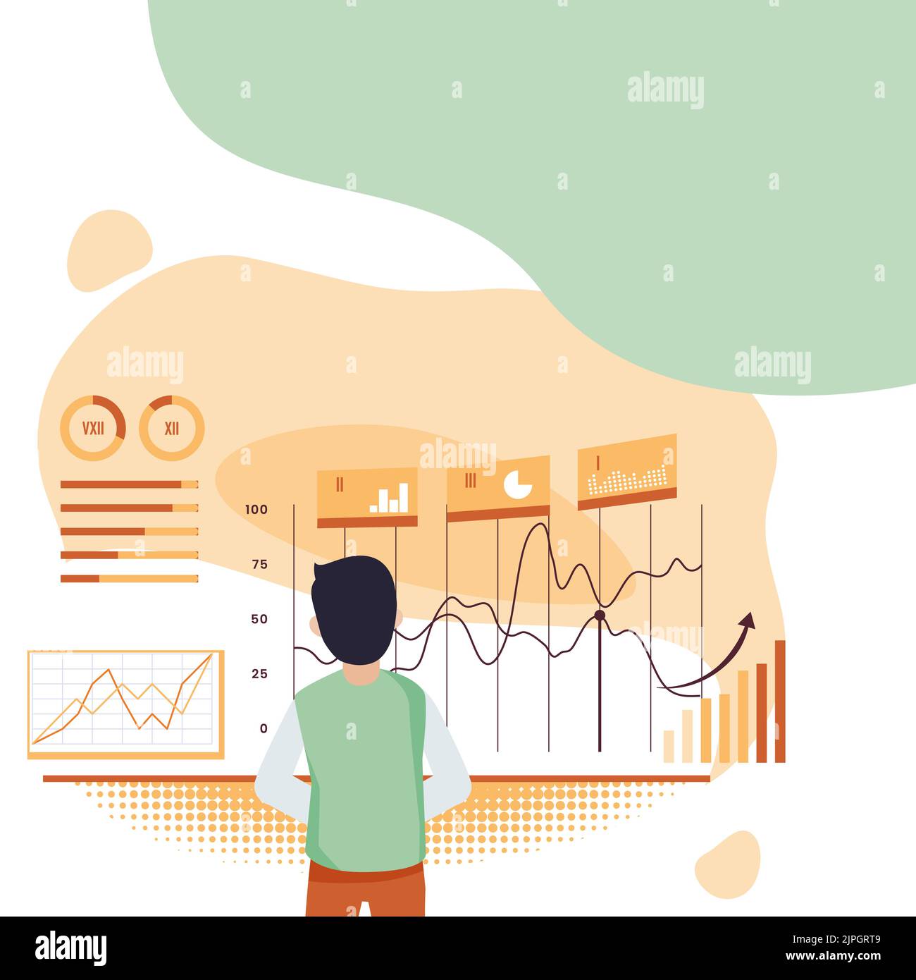 Businessman Looking At A Chart And Presenting Crucial Graphs And Charts ...