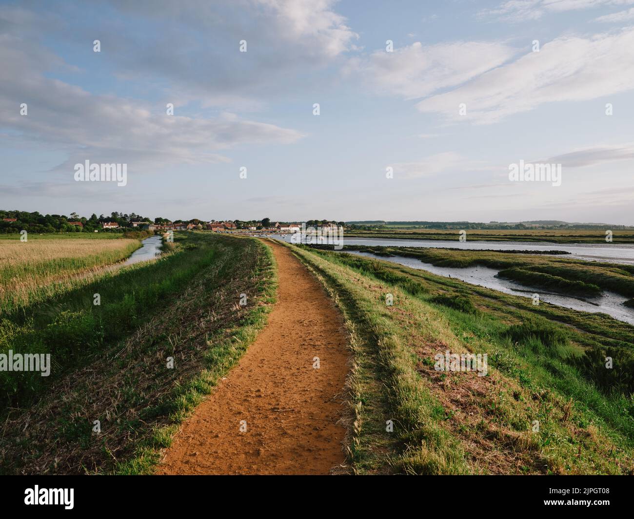 Walking the raised Norfolk Coastal Path to Burnham Overy in the summer ...