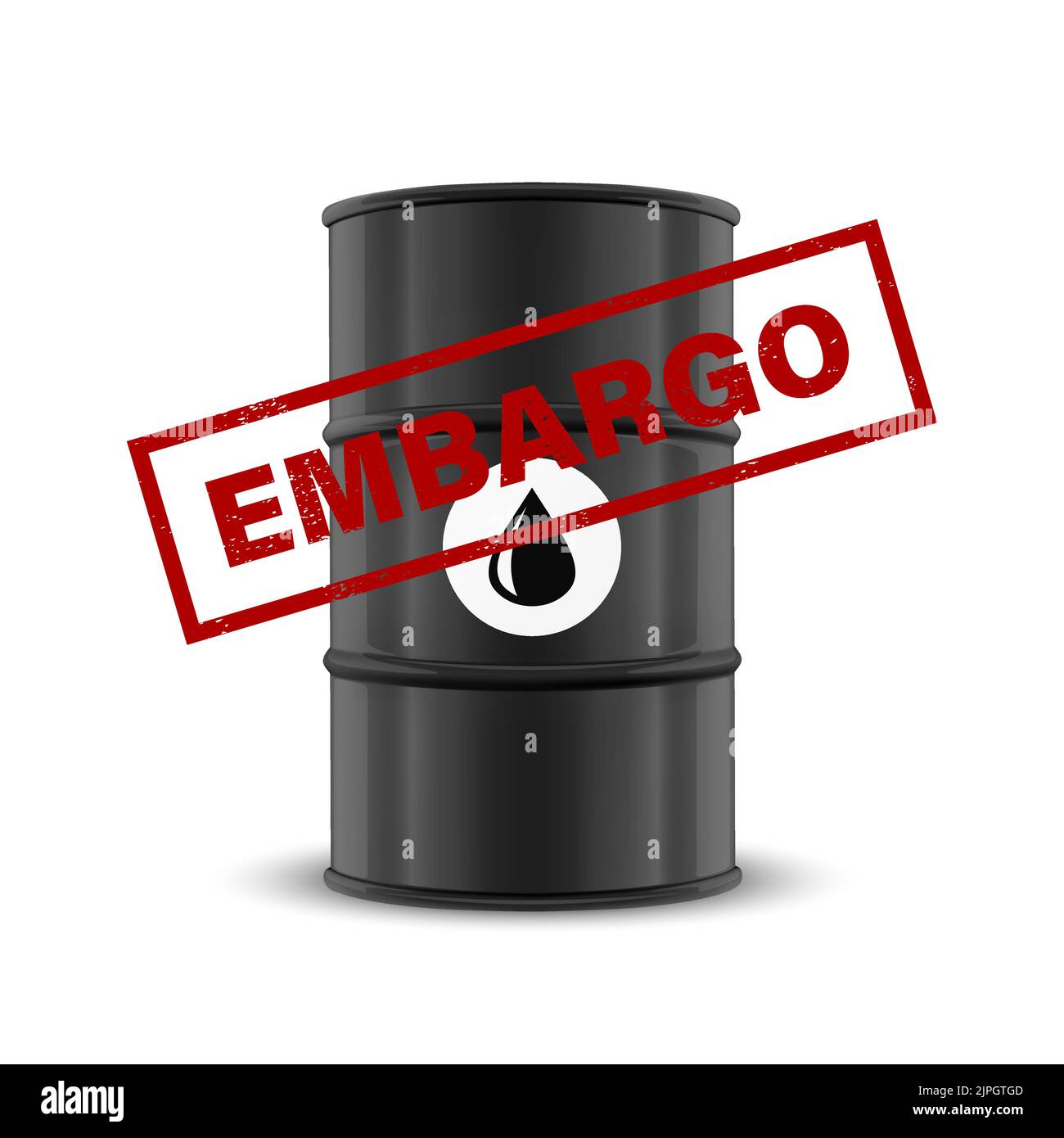 Oil Embargo. Vector 3d Realistic Metal Enamel Oil Barrel Isolated on ...
