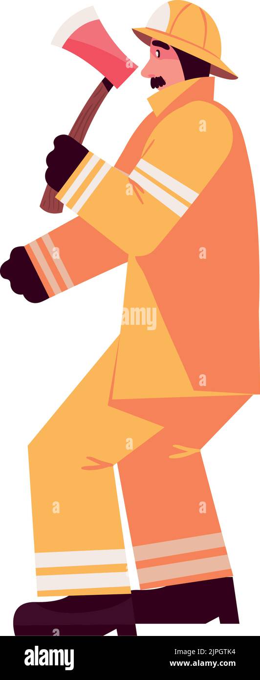 firefighter holding ax Stock Vector Image & Art - Alamy
