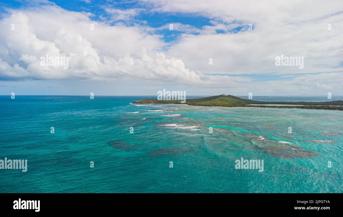 High angle view of Fajardo Puerto Rico reefs at sevens seas beach park ...