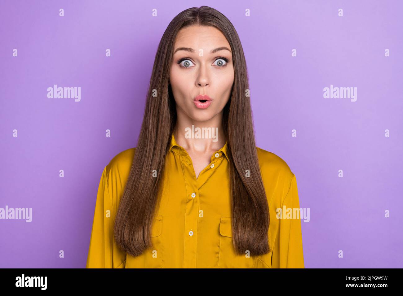 Portrait of impressed confused lady pouted lips cant believe isolated ... Portrait of impressed confused lady pouted lips cant believe isolated ...