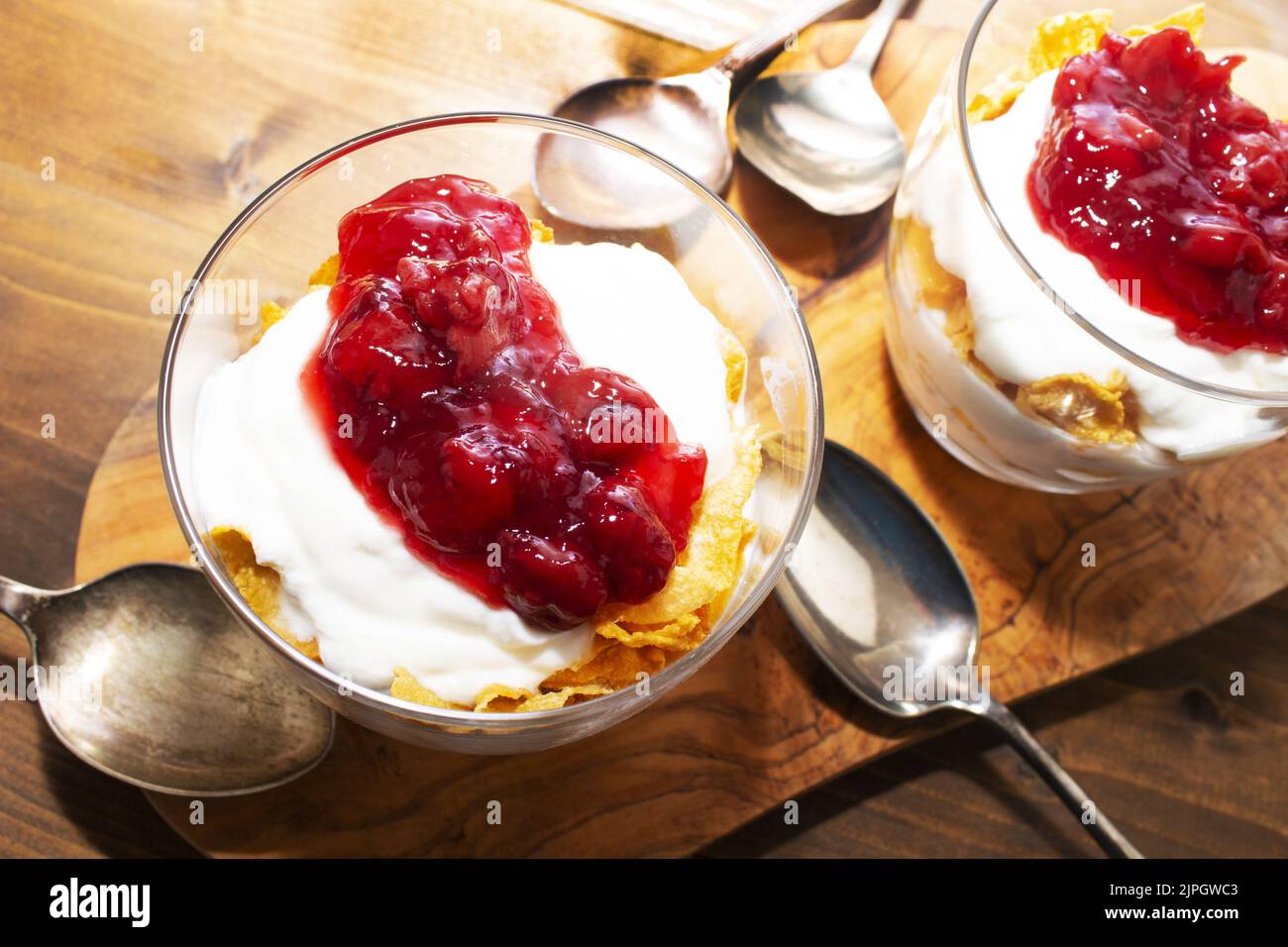 dessert, yogurt, corn flakes, compote, desserts, compotes Stock Photo ...
