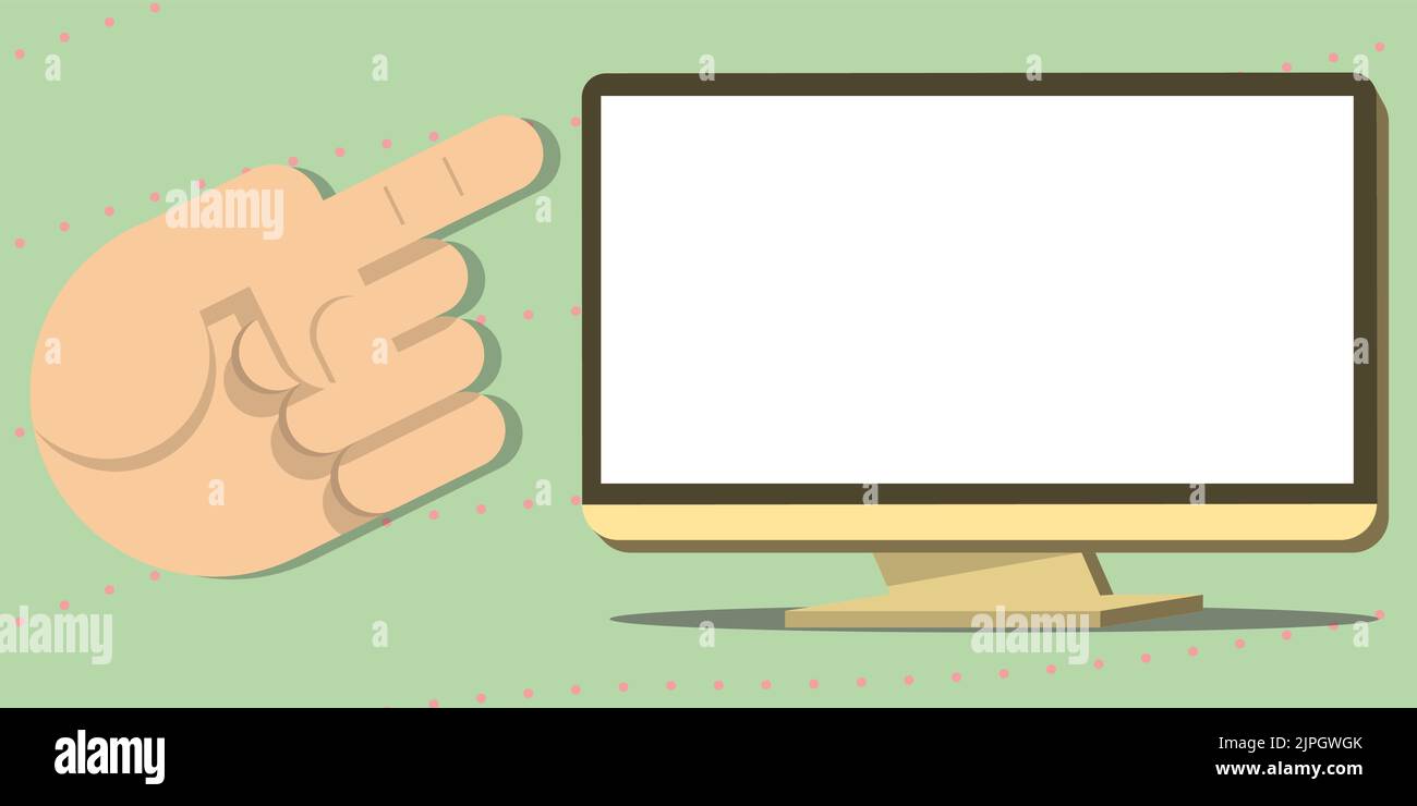 One Finger Pointing At Screen With Important Information. Hand ...