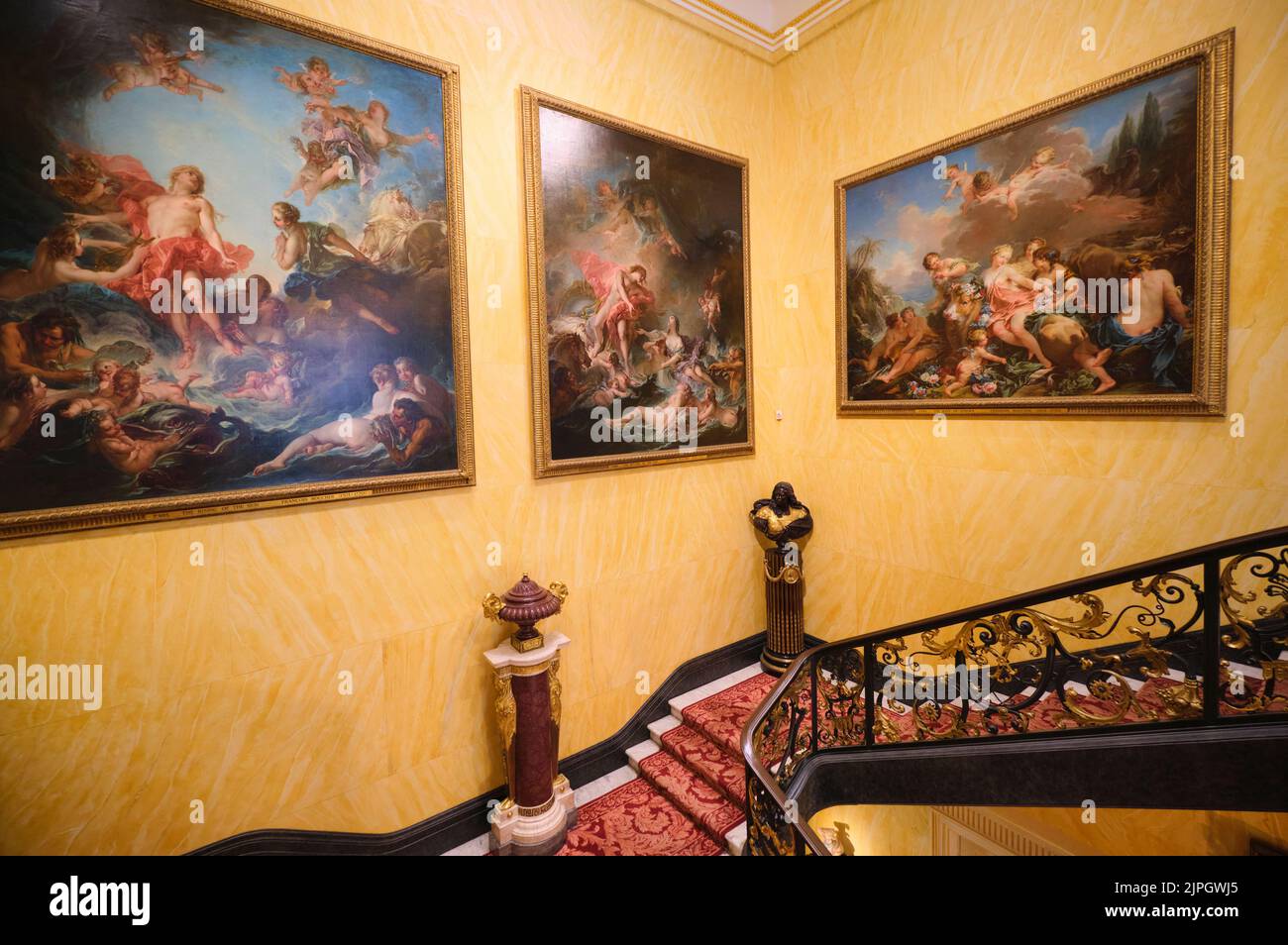The grand staircase, decorated with allegorical Old Master paintings ...