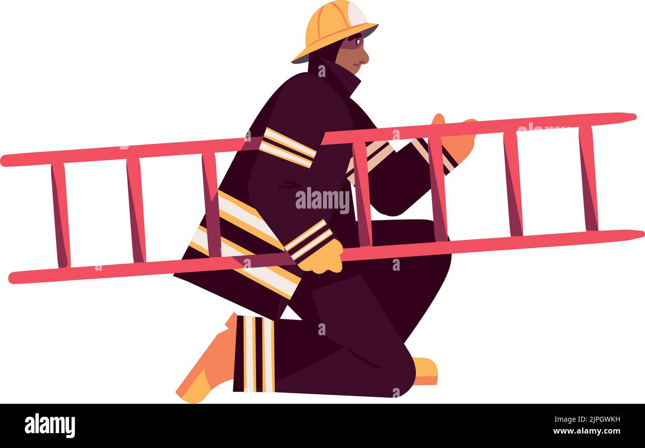 firefighter with ladder Stock Vector Image & Art - Alamy