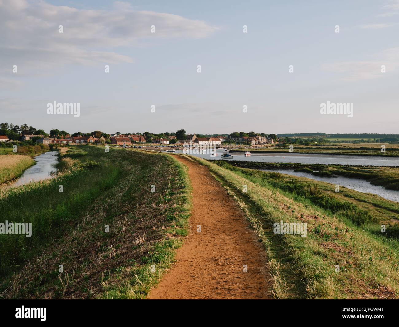 Walking the raised Norfolk Coastal Path to Burnham Overy in the summer ...