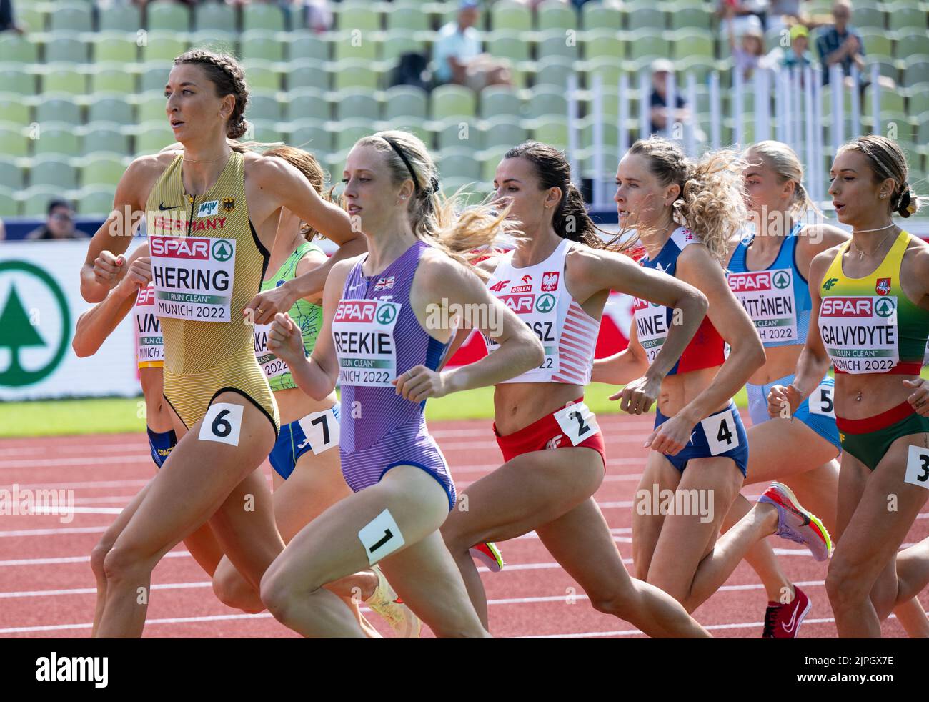 Munich, Germany. 18th Aug, 2022. European Championships, Athletics, 800m, Women, Preliminary ...