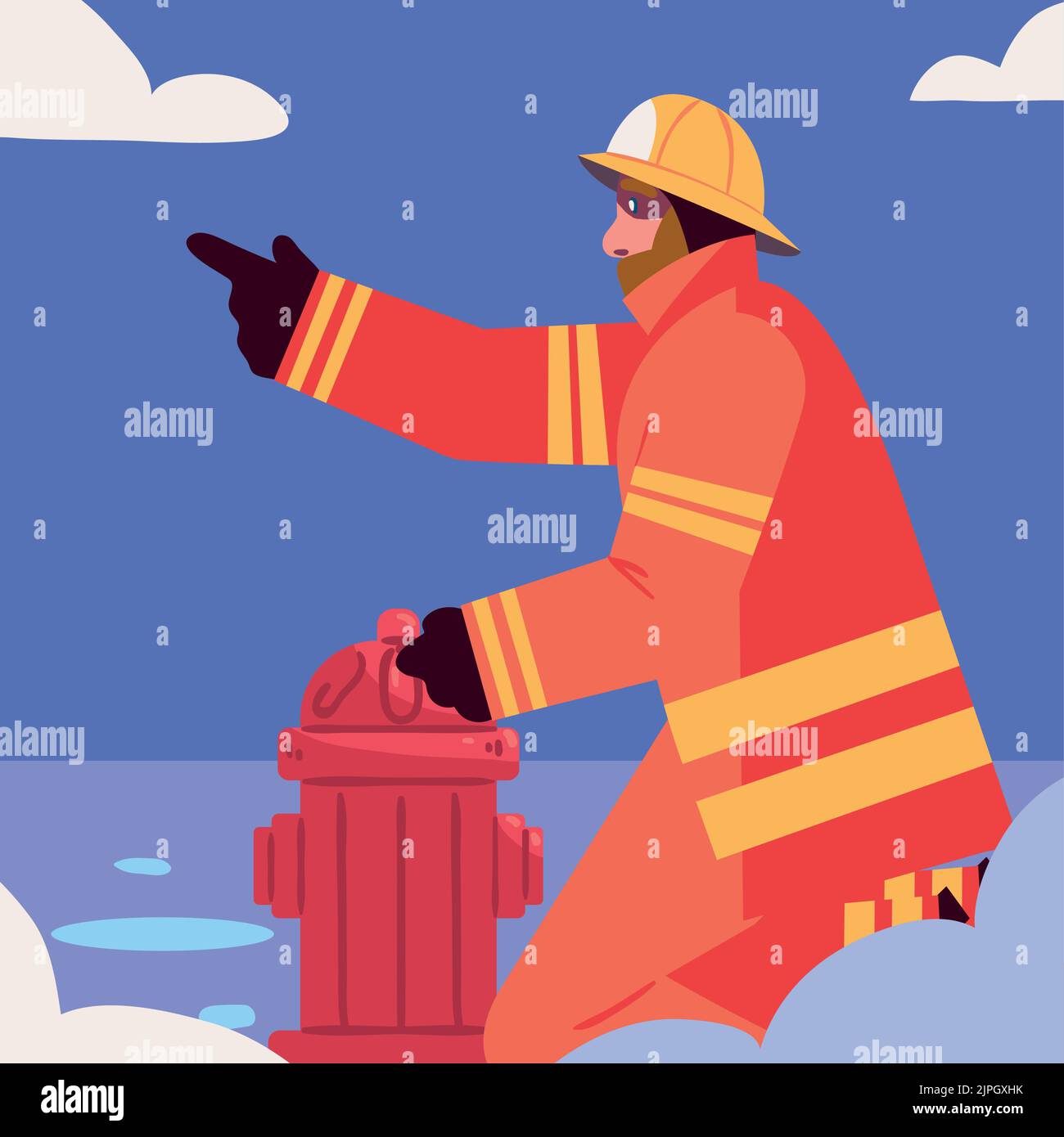 firefighter with hydrant Stock Vector Image & Art - Alamy