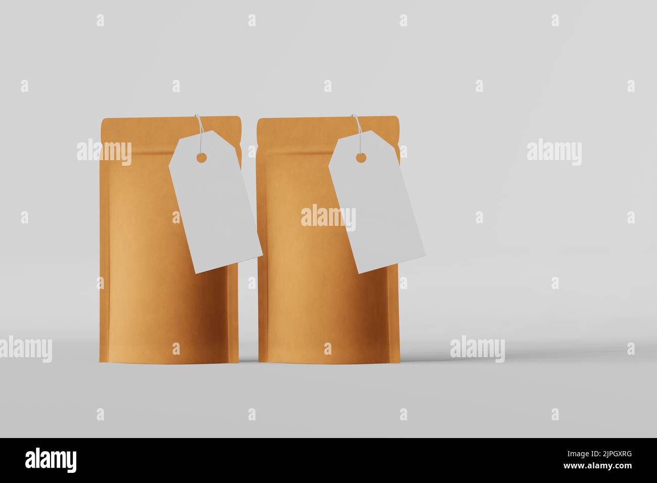 Pouch bags branding template price tag mockup white background 3D ...