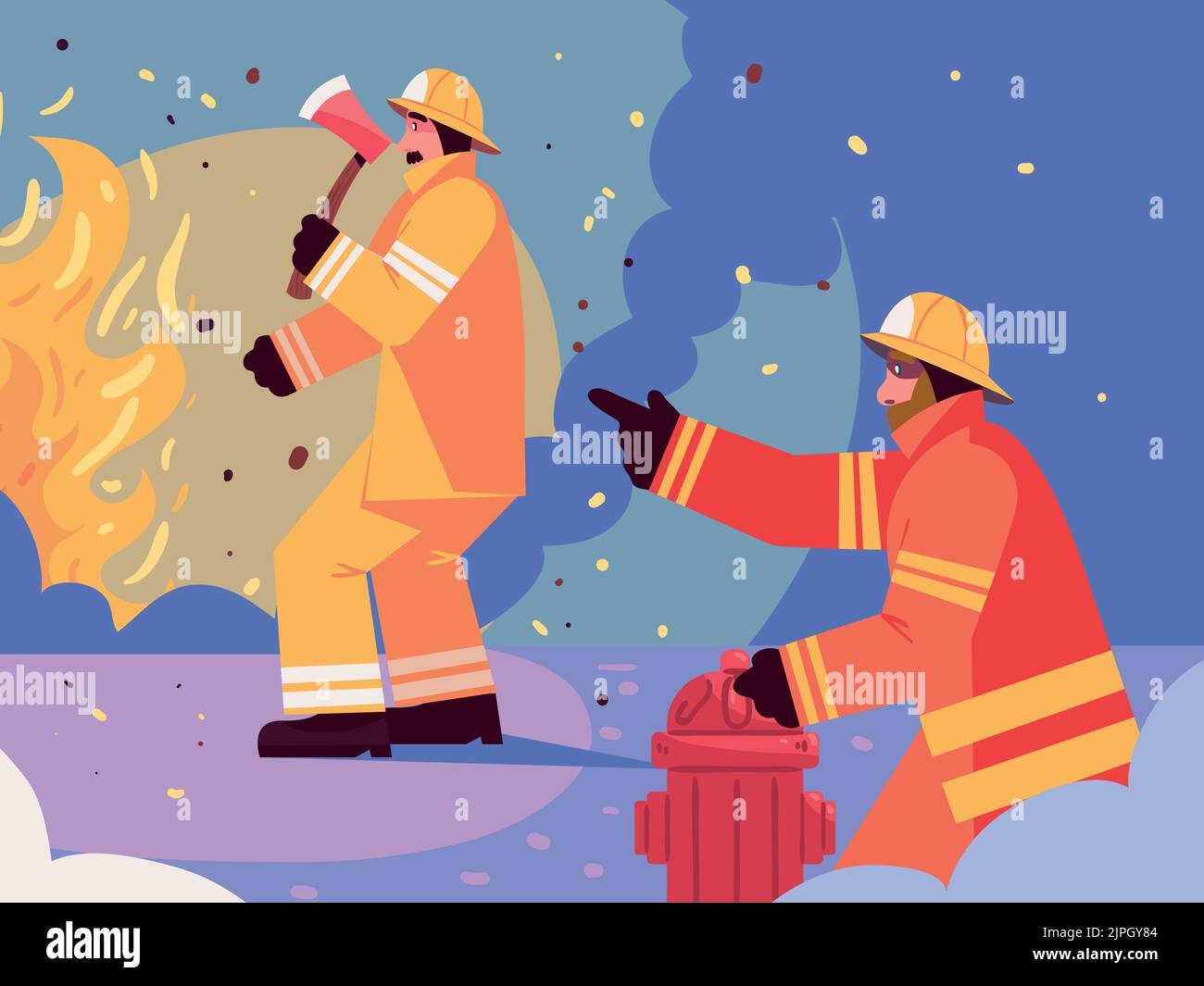 Firefighters rescue extinguish fire Stock Vector Images - Alamy