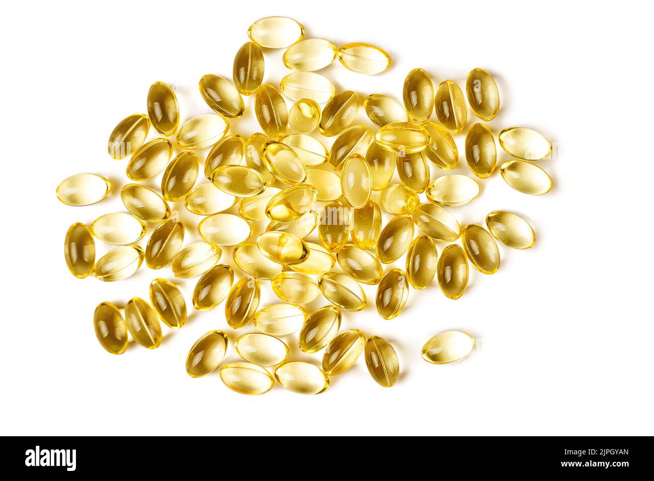Vitamin D3, omega 3 fish oil supplement softgel capsules isolated on ...
