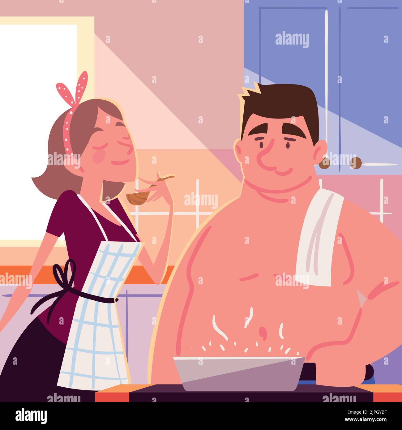 Love couple cooking meal Stock Vector Images - Alamy