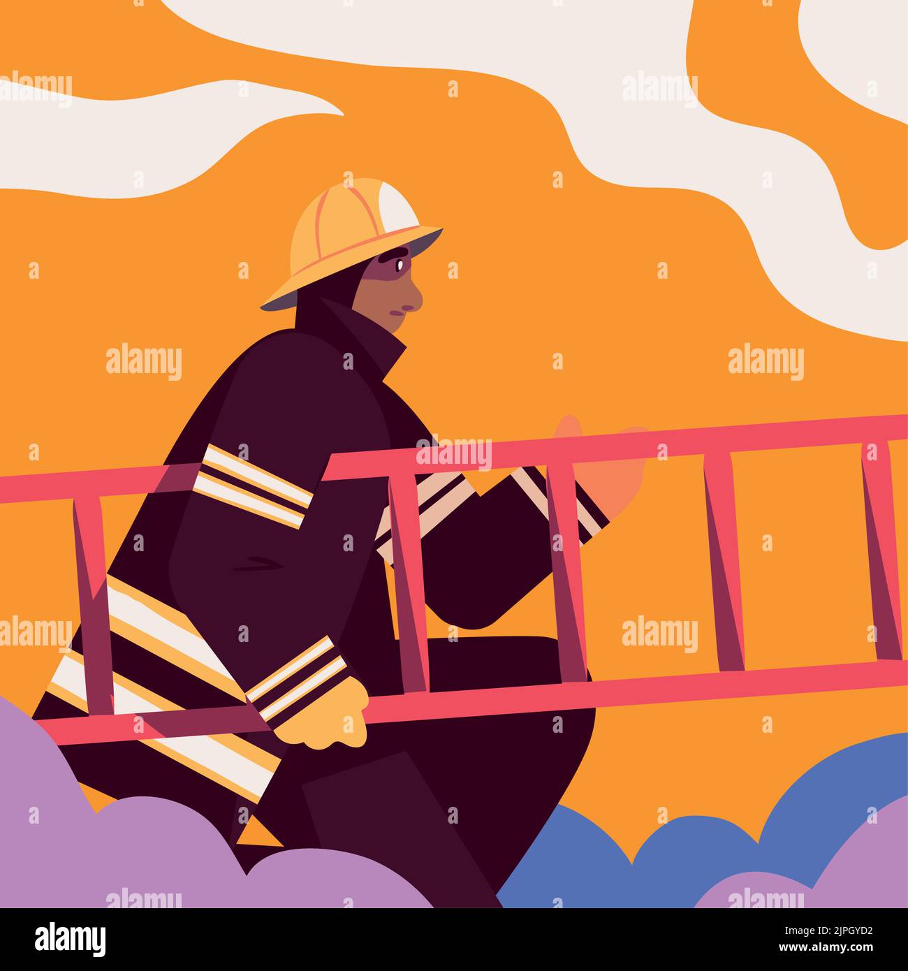 firefighter holding ladder Stock Vector Image & Art - Alamy