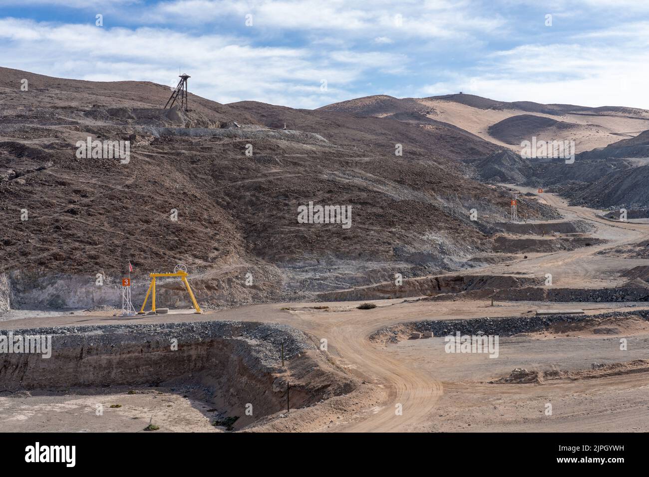 Old wooden mine headframe in hi-res stock photography and images - Alamy