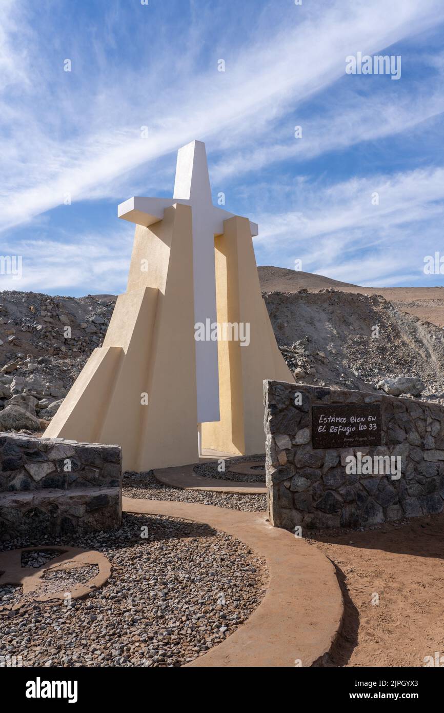 Monument at the San Jose Mine near Copiapo, Chile, site of the rescue ...