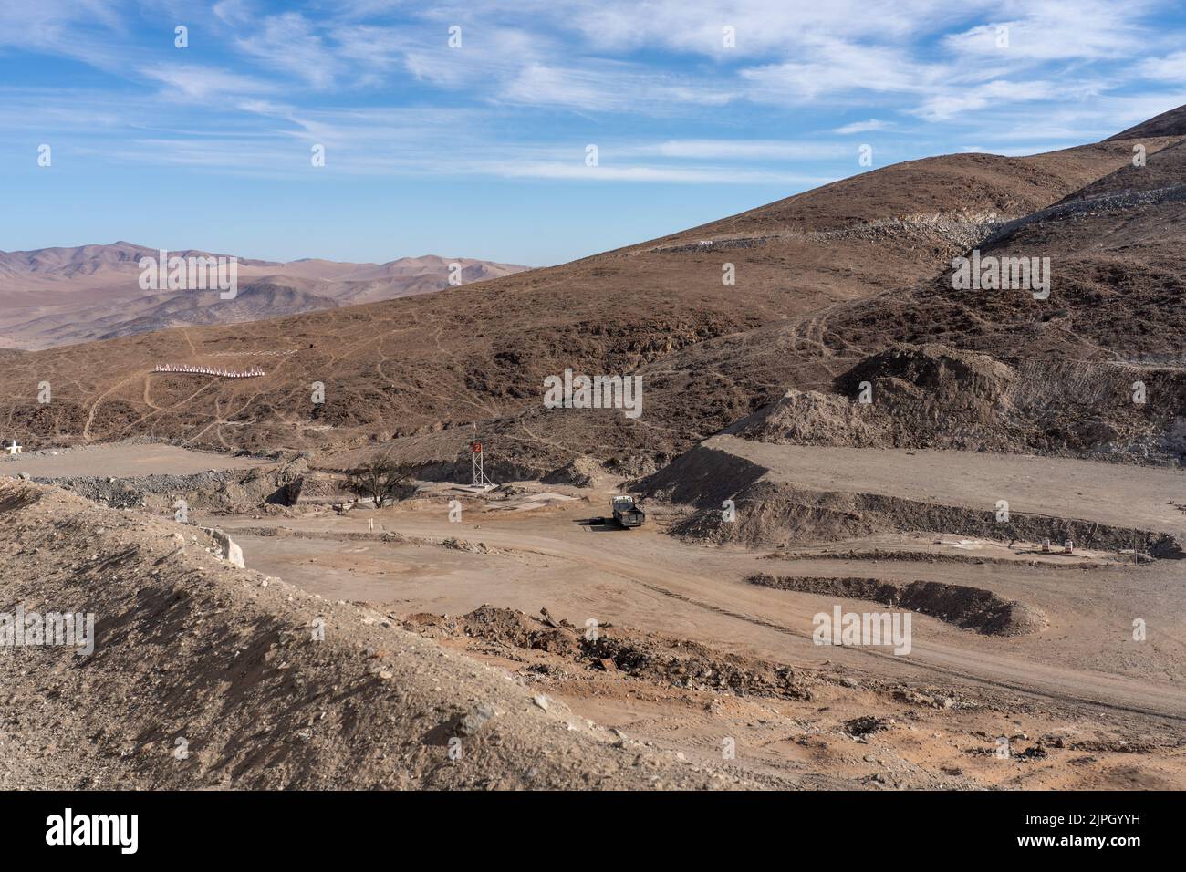 Monument and the San Jose Mine near Copiapo, Chile, site of the rescue ...