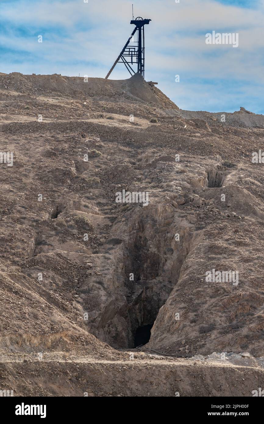 Old wooden headframe and original underground entrance at the 2010 San ...