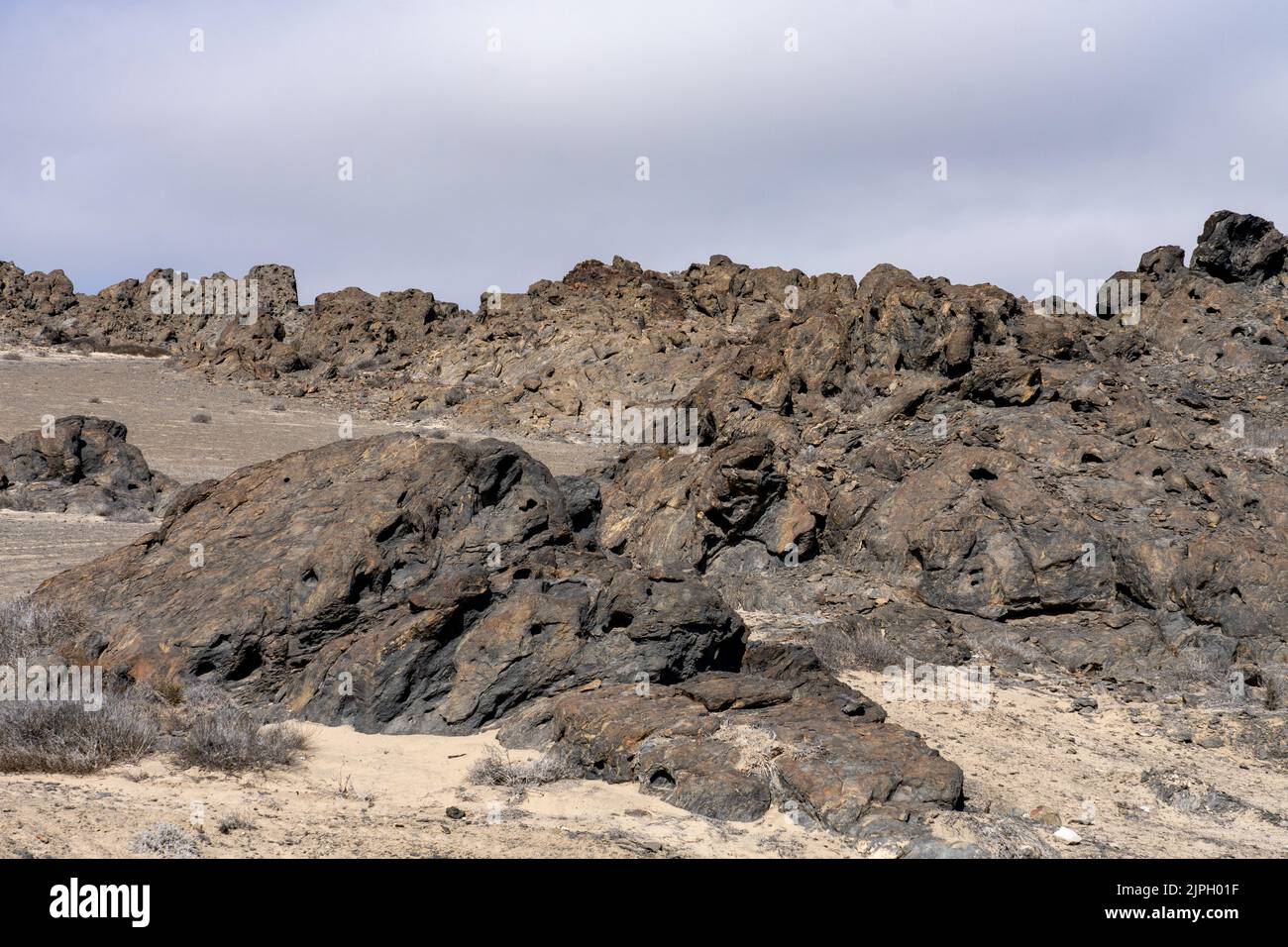 Volcanic rock formations by the Panamerican Highway along the Pacific ...