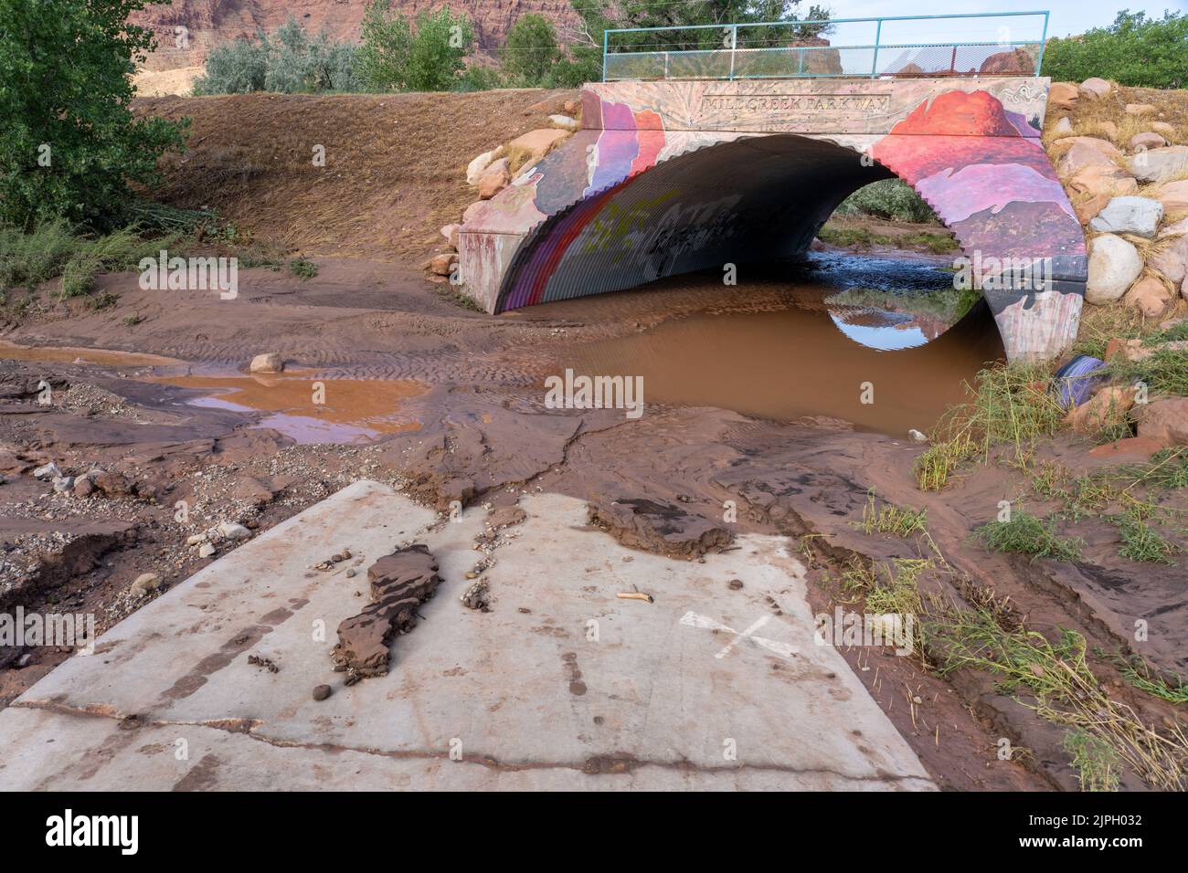 Damage caused by flash flooding after vegetation loss upstream after a ...
