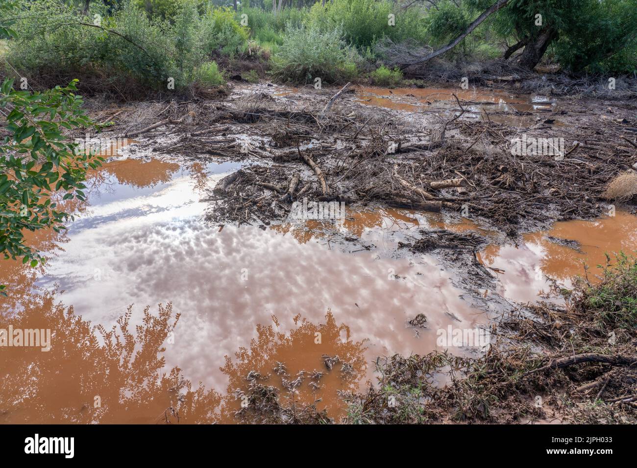 Damage caused by flash flooding after vegetation loss upstream after a ...