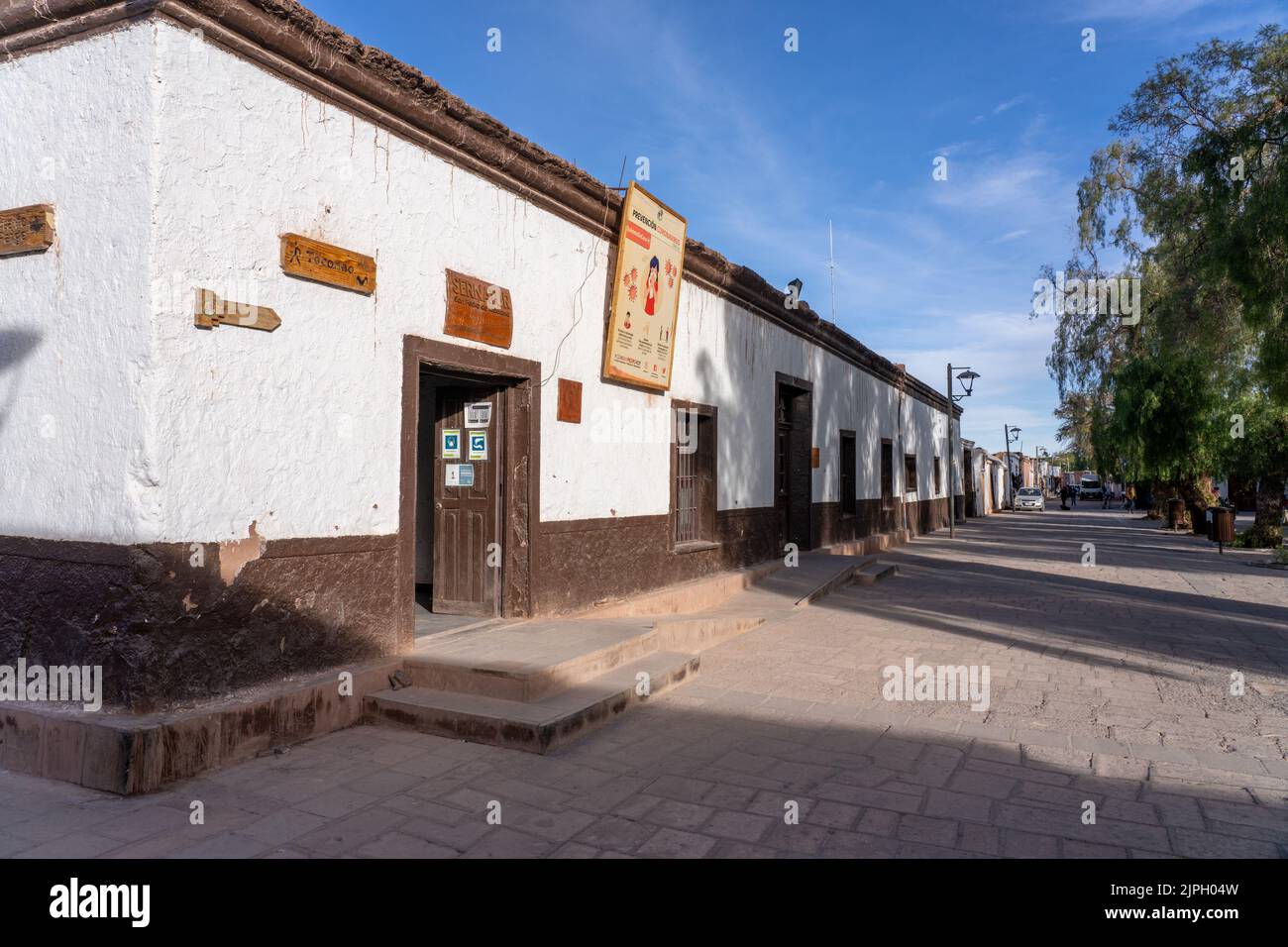 Adobe buildings with traditional architecture around the main plaza in ...