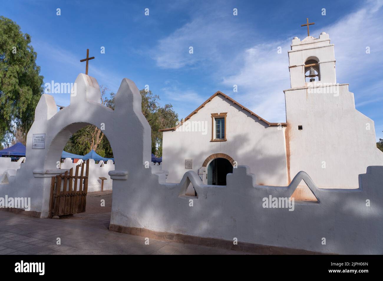 The facade & arched gateway of the Church of San Pedro de Atacama, one ...