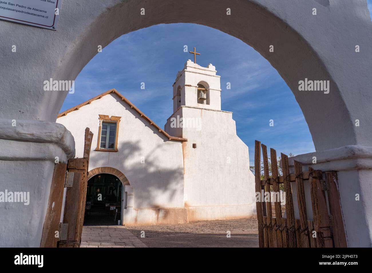 The facade & arched gateway of the Church of San Pedro de Atacama, one ...