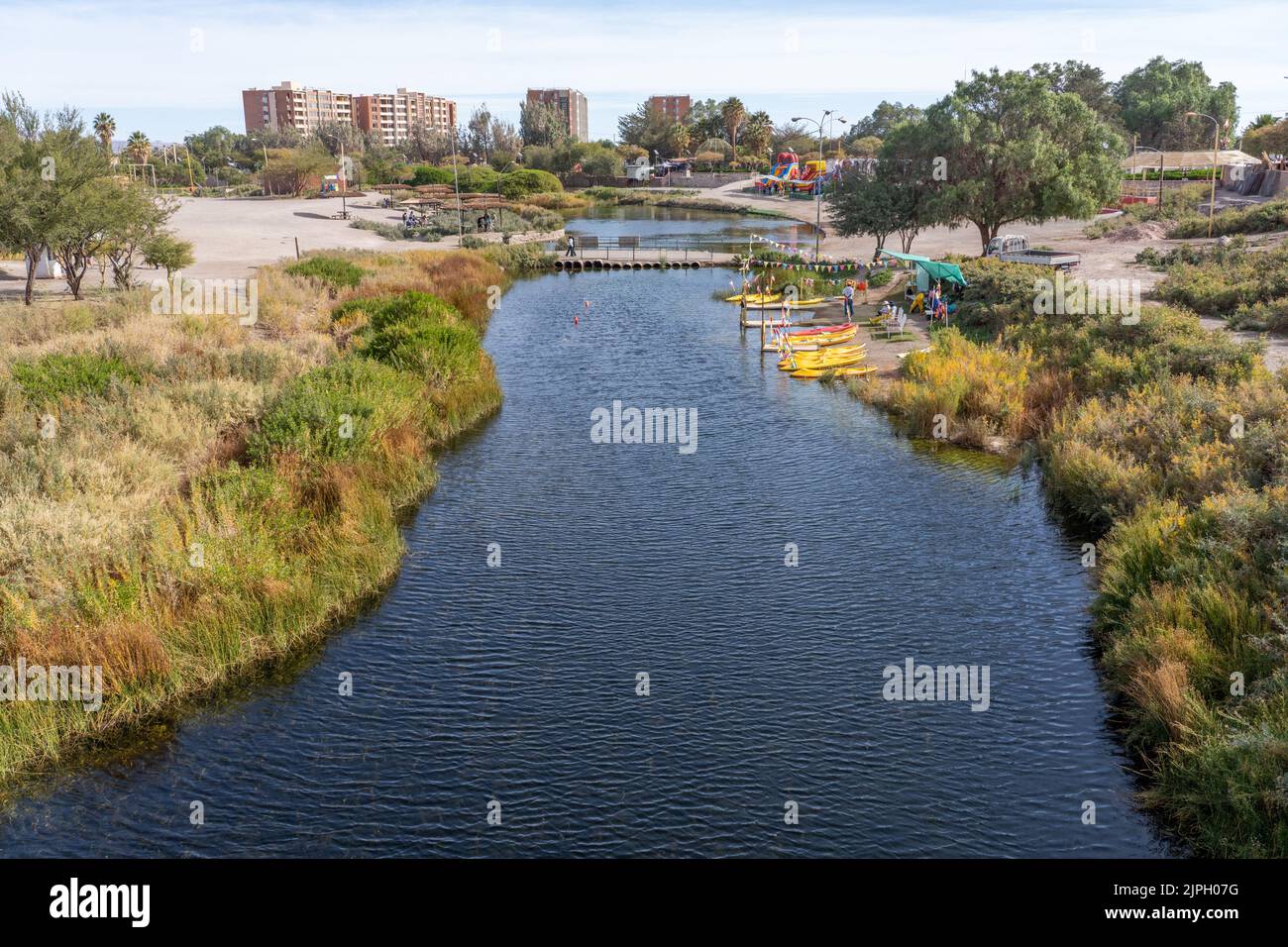 A recreation area on the Loa River in the city of Calama, in the ...