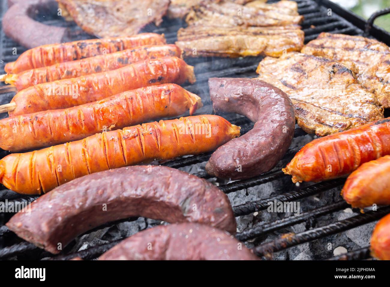 Colombian barbecue, typical food of Colombia, close-up image Stock ...
