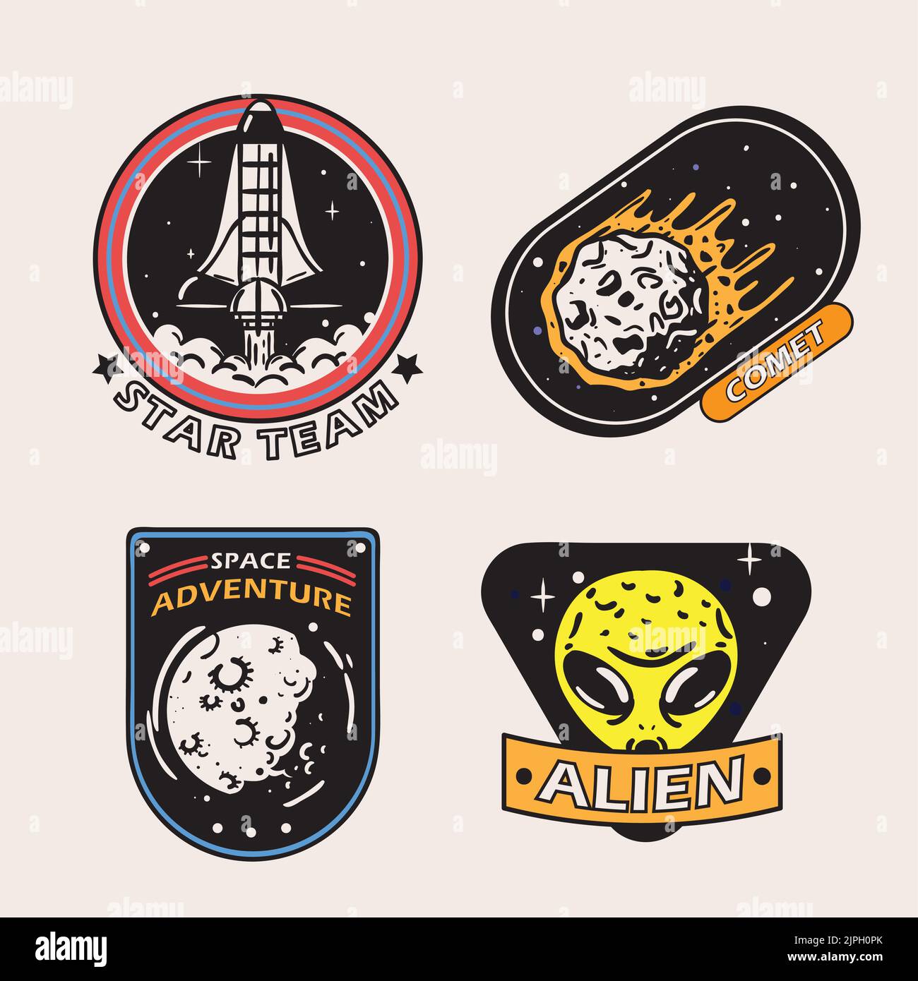 icons set space retro Stock Vector Image & Art - Alamy