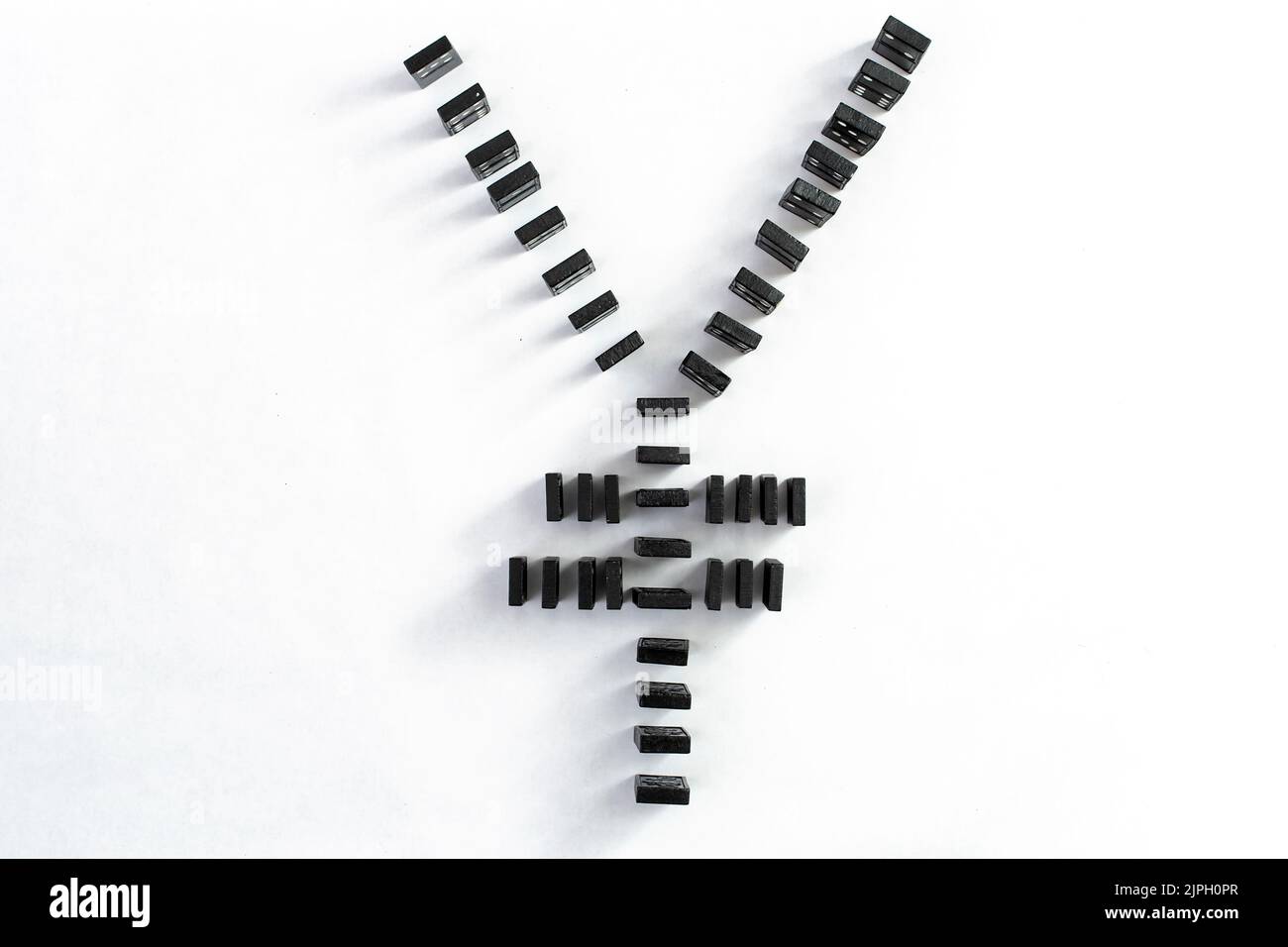 chinese currency symbol made with black domino tiels, isolated on white ...