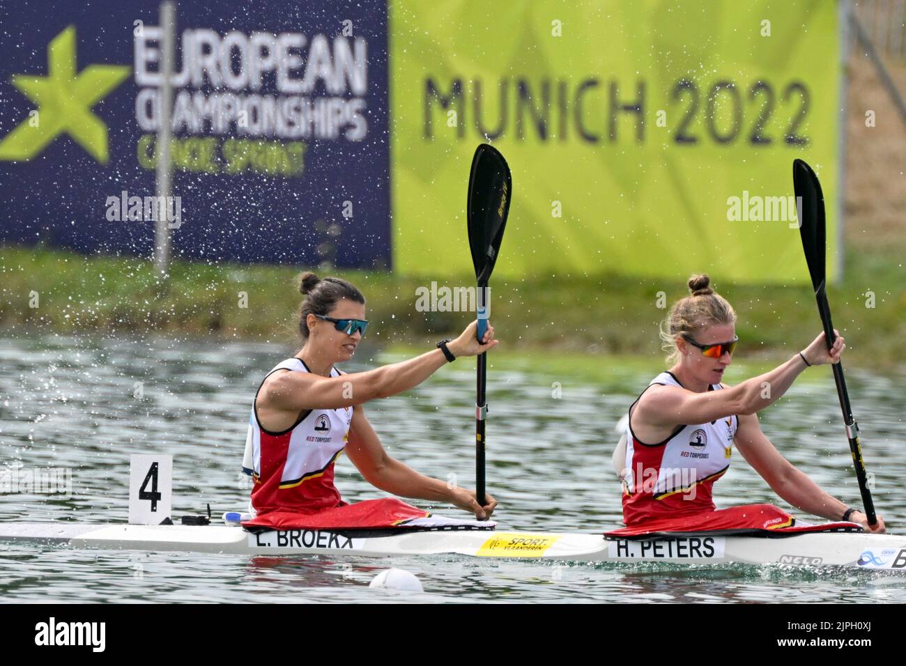 Kayaker Lize Broekx and athlete Hermien Peters pictured in action ...